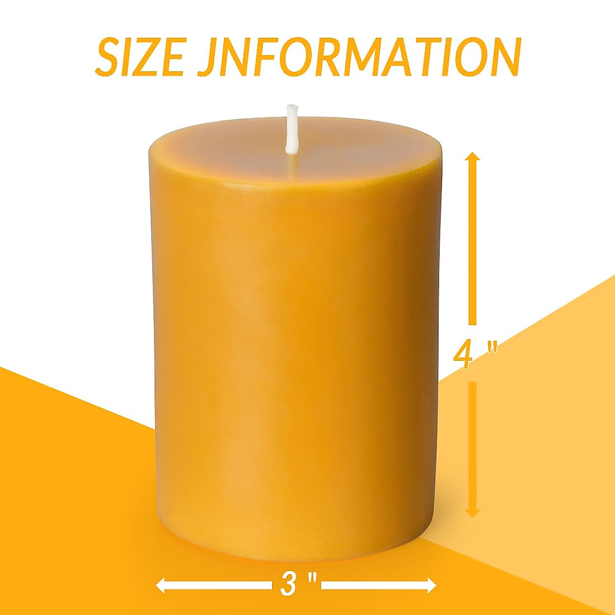 JONERAY Beeswax Pillar Candles 3x4Inch, Pure Natural Beeswax Candles - Unscented, Long Lasting Burn Time, Smokeless and Dripless