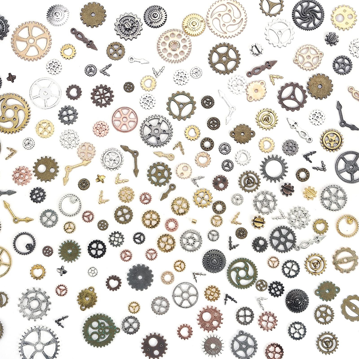 BigOtters 200 Gram Antique Steampunk Gear,Mix Steampunk Wheel Alloy Gear Pendants Charms for Crafting Jewelry Making