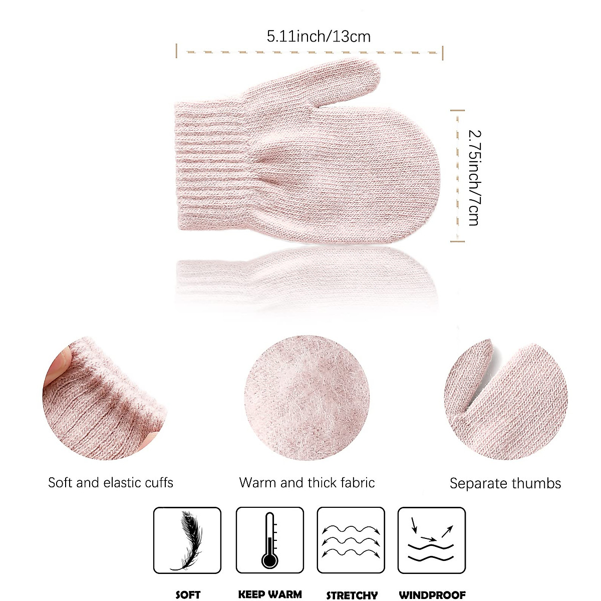 Saniripple 3 Pairs Winter Warm Knitted Soft Baby Mittens Toddler Mitten Gloves for Boys Girls grey/black/navy