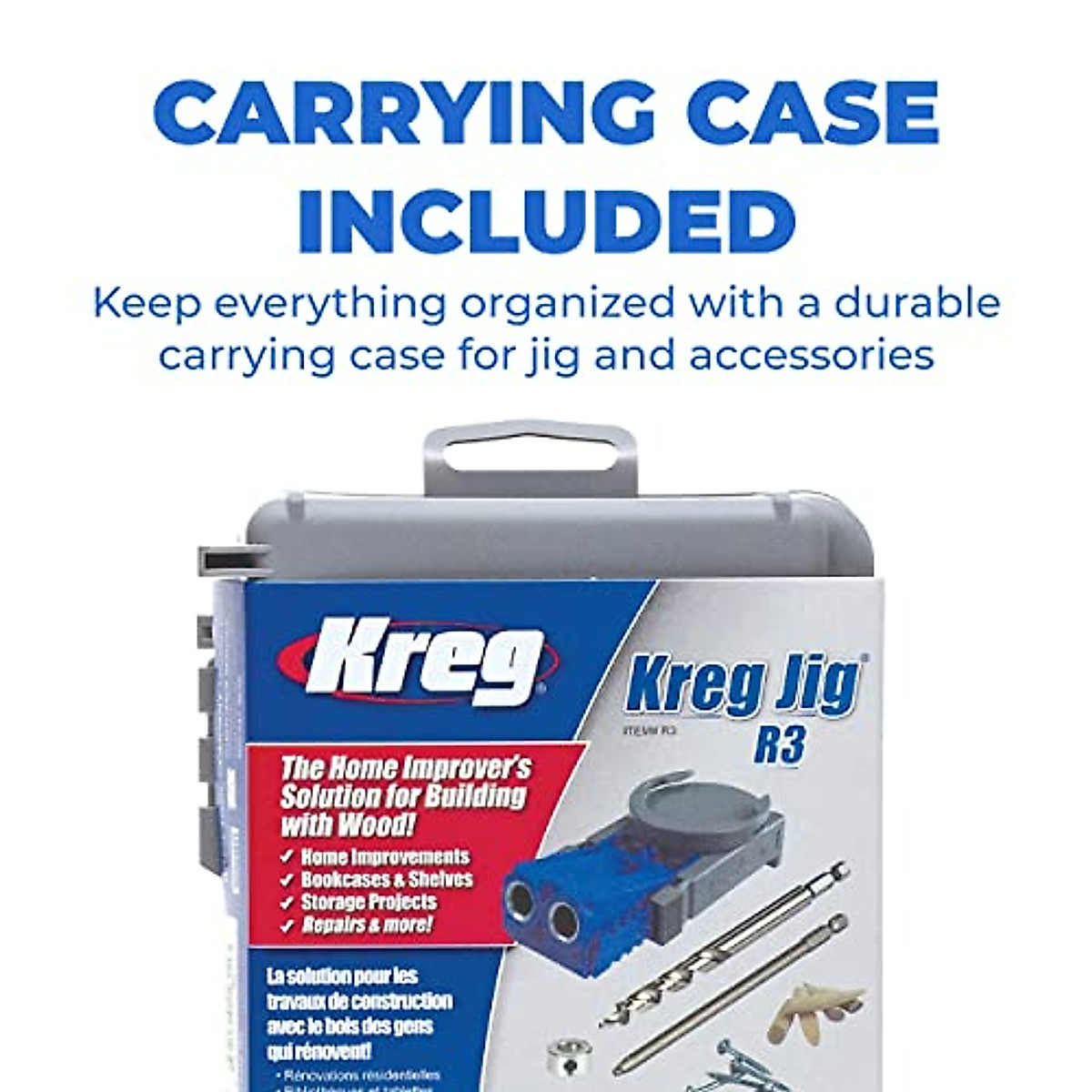 Kreg R3 Jr. Pocket-Hole Jig System - Portable Kreg Pocket-Hole Jig - Easy Clamping & Adjusting - Includes Positioning Sliders - For Materials 1/2" to 1 1/2" Thick