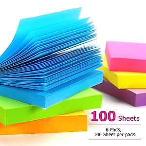 Early Buy Sticky Notes 6 Bright Color 6 Pads Self-Stick Notes 3 in x 3 in, 100 Sheets/Pad