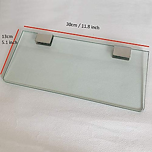 JMBL Wall Mounted Float Tempered Glass Decorative Display Shelf Home Office Decor 11.8 in.L x 5D Kitchen Bathroom Storage Shelf (11.8 inch)