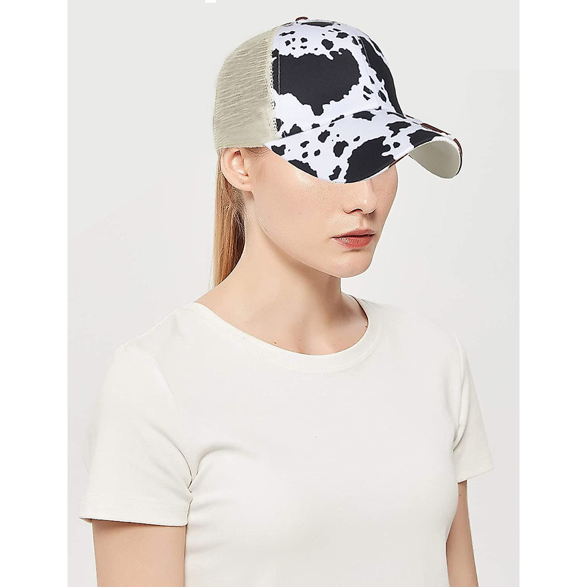 Womens Cow Print Baseball Cap Unisex Adjustable Baseball Hat Casual Cotton Sun Hats for Teen Girls