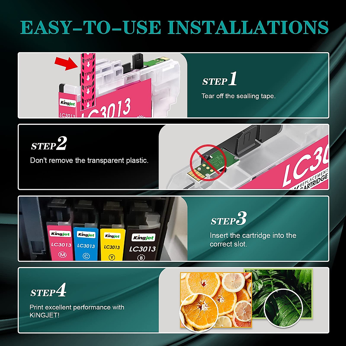 Kingjet Compatible Ink Cartridge Replacement for Brother LC3013 / LC3011 Use with MFC-J487DW MFC-J491DW MFC-J497DW MFC-J690DW MFC-J895DW Inkjet Printers, 6 Pack(2Cyan 2Magenta 2Yellow)