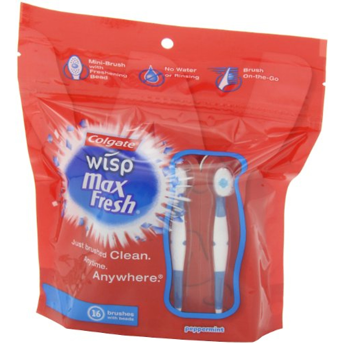 Colgate Wisp Mini-Brush with Freshening Bead, Peppermint, 16-Count