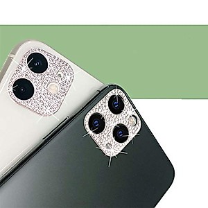 Rear Camera Decorations for iPhone 11 3D Bling Bling Diamond Lens Protective with Flash Hole Ring Anti-Fall Decorate Crystal Rhinstone Sticker iPhone11 Protector Cover Silver