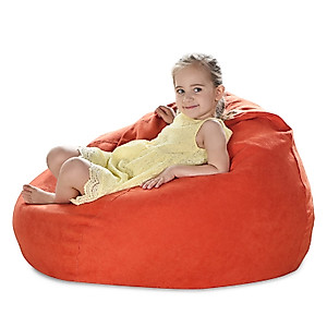 YuppieLife Kids Storage Bean Bag Cover（No Filling） Toy Organizer|Carrying Handle Sofa|Available for Kids and Teenager|Cuddle Chair|Machine Washable and Durable（27'',OrangeRed）