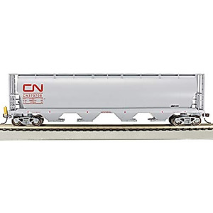 Bachmann Trains - Canadian 4-Bay Cylindrical Grain Hopper with Flashing End of Train Device - Canadian National Demonstrator - HO Scale, 73805