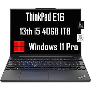 Lenovo ThinkPad E16 Business Laptop (16" FHD+ Anti-Glare, Intel 13th Gen 10-Core i5-1335U, 40GB RAM, 1TB SSD), Backlit, Fingerprint, FHD Webcam, Thunderbolt 4, Wi-Fi 6, Win 11 Pro, Black