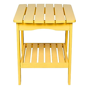 Classic Adirondack Rectangle Patio Table With Slated Top & Genuine Cedar Wood Construction 24"Lx19"Wx22"H | Lemon Yellow Color Weatherproof Finish Best For Indoor Outdoor Use | Water & Rust Resistant