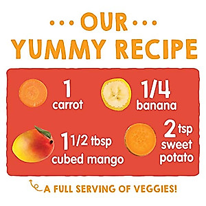 Happy Tot Organics Stage 4 Baby Food Pouches, Gluten Free, Vegan Snack, Love My Veggies, Fruit & Veggie Puree, Carrot, Banana, Mango & Sweet Potato, 4.22 Ounce (Pack of 8)