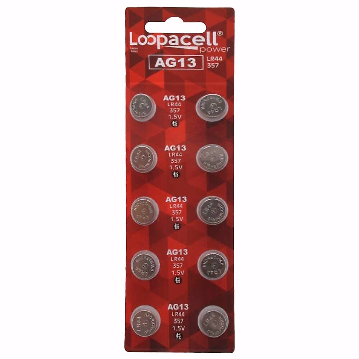 LOOPACELL AG13 LR44 L1154 357 76A A76 Button Cell Battery 10 Pack