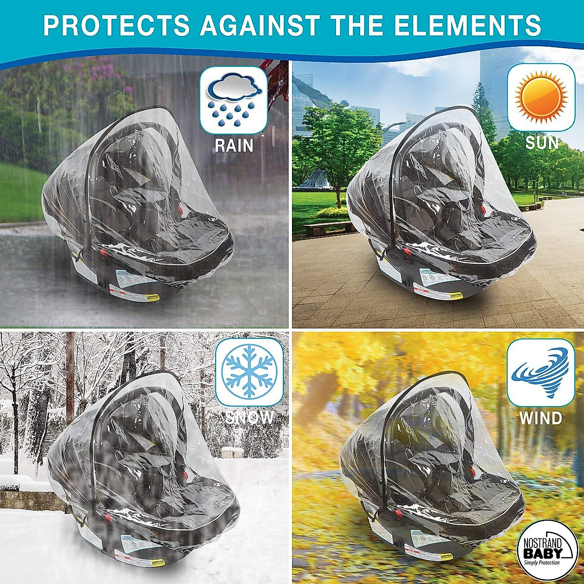 Universal Baby Weather Car Seat Rain Cover Waterproof, Protect from Snow Dust
