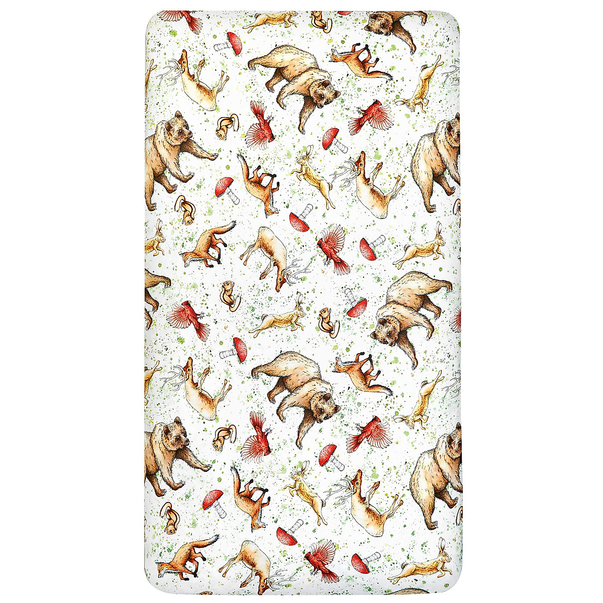 Woodland Animals Design Crib Sheet | Jersey Knit Cotton | Forest Creatures