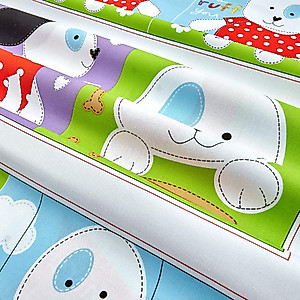 Studio E Huggable & Loveable I Ruff You Soft Book Panel, Fabric by the Yard