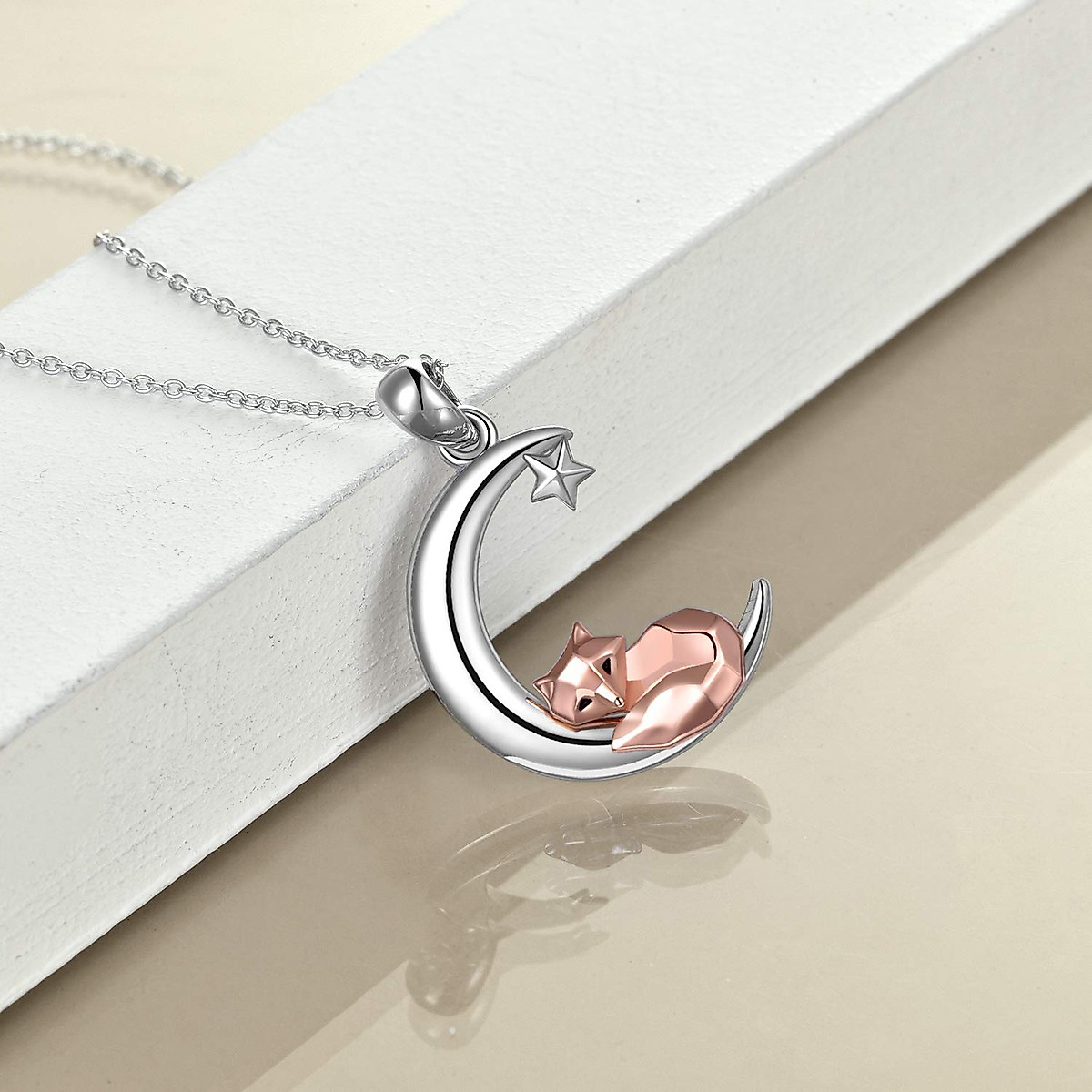 ONEFINITY Fox Necklace Sterling Silver Origami Fox Pendant Jewelry for Women Mom Wife Mothers Day Jewelry Gifts