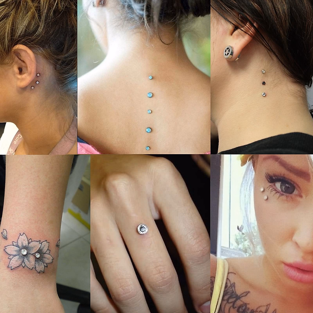 Ocptiy Dermal Piercing Jewelry Kit Dermal Tops 14G G23 Titanium Dermal Anchor Internally Threaded Flower Heart Dermal Replacement Piercing diamond Gen CZ Tops Balls Jewelry for Women Men 6mm 8mm