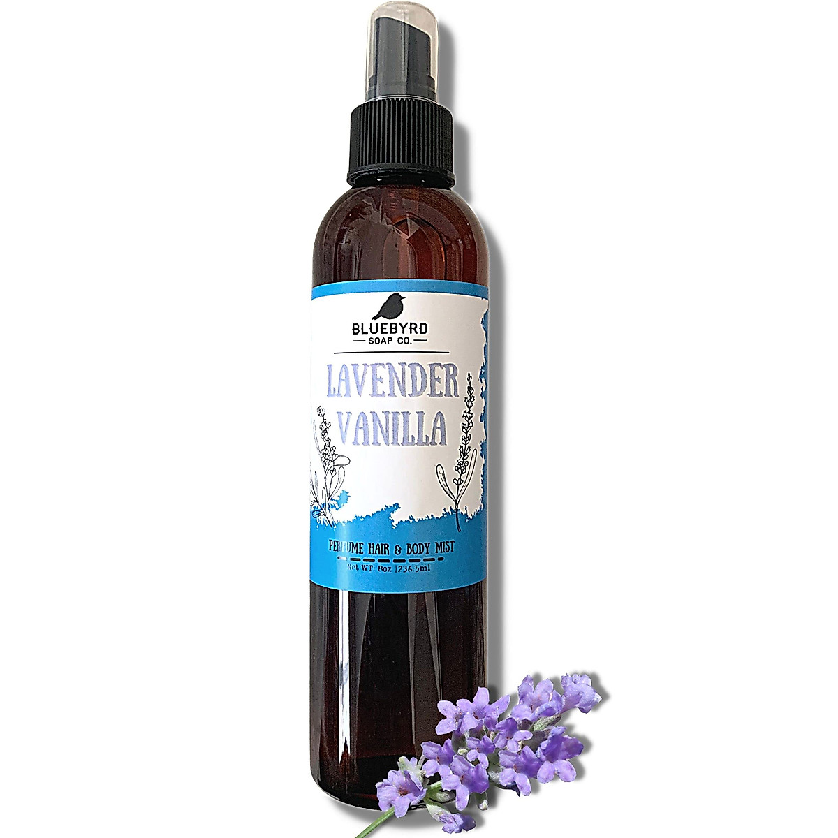 BLUEBYRD Soap Co. Lavender Vanilla Fragrance for Hair and Body | Alcohol Free Hair Perfume | Perfumed Hair and Body Mist -Sweet Vanilla & Relaxing Lavender Scent | Clean Beauty, Vegan, Free of