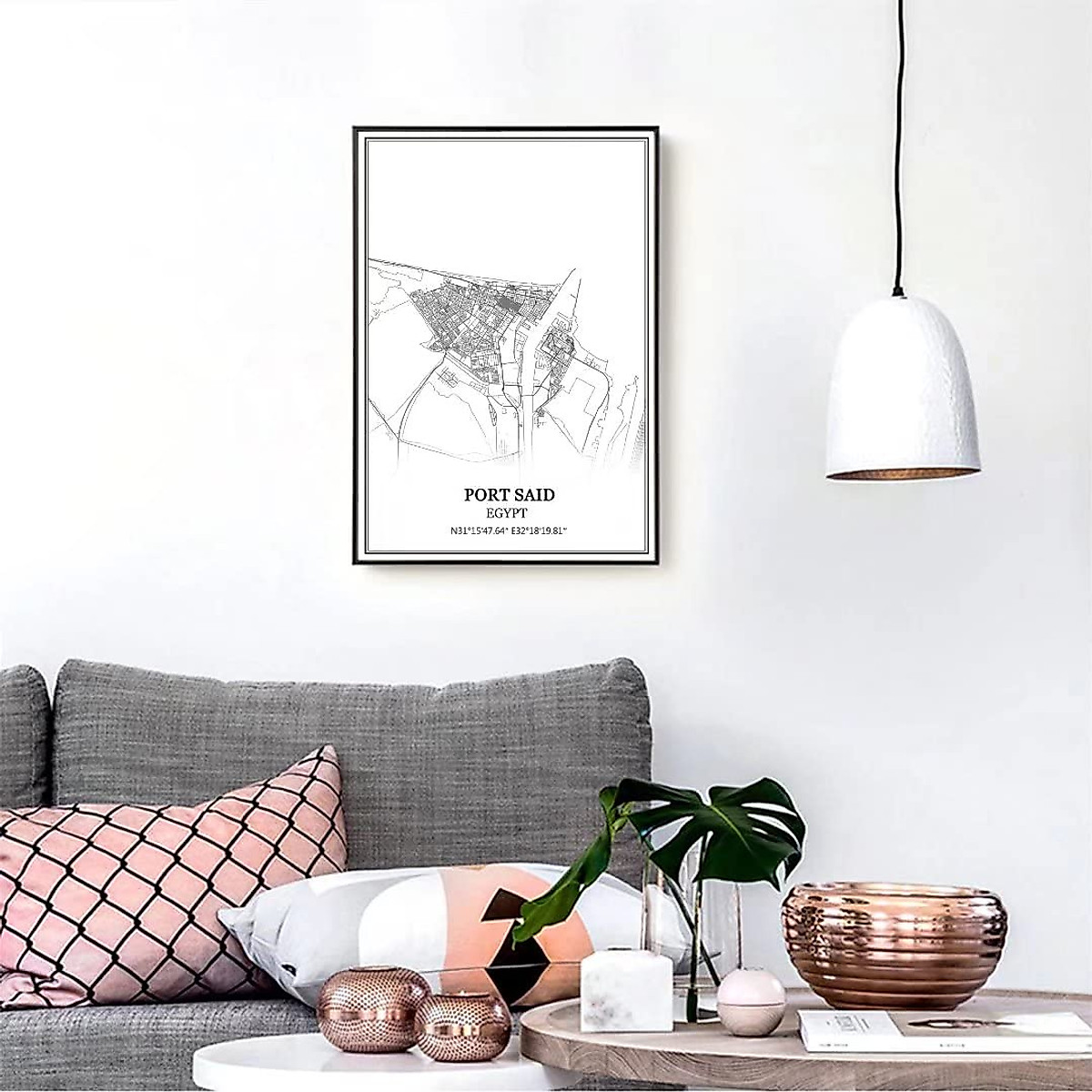 TANOKCRS Port Said Egypt Map Wall Art Canvas Print Poster Artwork Unframed Modern Black and White Map Souvenir Gift Home Decor 18x24 Inches