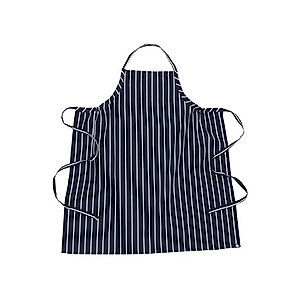 Chef Works Unisex English Chef Apron, Navy W/ Chalk Stripe, One Size