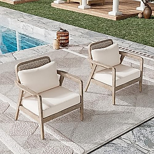 Merax Set of 2 Outdoor Acacia Wood Club Chair,Patio Furniture Conversation Set for Backyard,Weight Capacity 400lbs