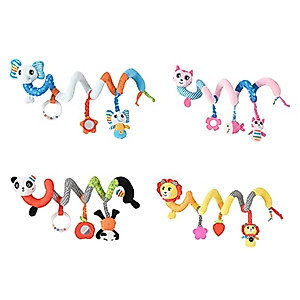 Generic Baby Crib Mobile Car Toys, Baby Activity Spiral Plush Stroller Bar Toy Accessories, Crib Toys with Bell for Boy or Girl, Hangings Rattle Toy Stroller Cat Hanging Toy