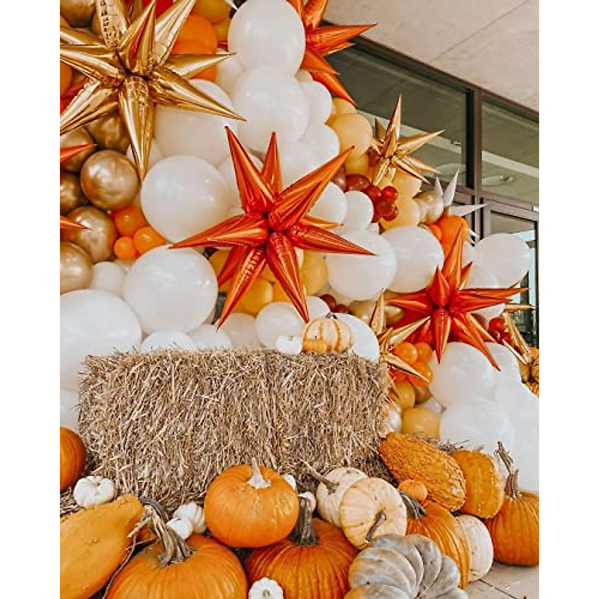 CYMYLAR 50pcs Orange 26'' Huge Explosion Star Foil Balloons, Silver Starburst Cone Mylar Balloons Spike Point Star Balloons for Birthday Party Wedding Baby Shower Photo Booth Backdrop Decoration