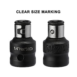 Mayouko 6PCS Bit Holder Socket Adapters, Hex Bit Coupler Set, 3/8" Square to 1/4" Hex, 1/2" Square to 1/4" Hex, 1/2" Square to 5/16" Hex