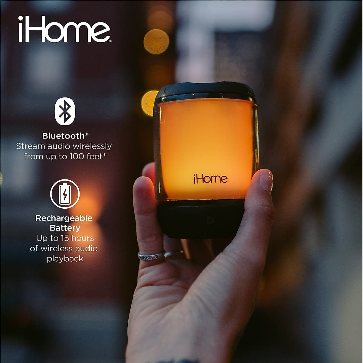 iHome Bluetooth Portable Color Changing iP67 Waterproof, Floatable Bluetooth Speaker with Mega Battery, Rechargeable Speaker
