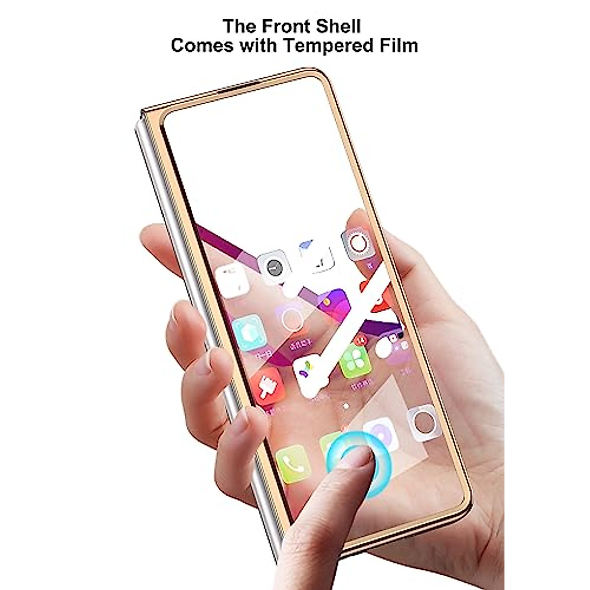 FYTON Case for Galaxy Z Fold 5 Case - Light Luxury Electroplated Frame with Patterned Glass, Built-in Screen Protector Compatible with Samsung Galaxy Z Fold 5 Case, Leopard Print