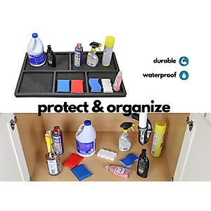 Polar Whale Under Sink Cabinet Mat Floor Protector Tray Waterproof Washable Protection Kitchen or Bathroom Drip Spill Durable Black Foam Odorless Flexible Leak Liner 31 x 19 Inches