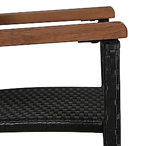 YUHI-HQYD 3 Piece Patio Dining Set,Natural Style,Comfortable Casual Furniture,Conversation Furniture,Perfect for Patio, Garden, Porch,Family Room,Sitting Area, Black