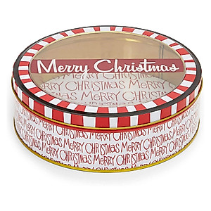 Juvale Set of 3 Merry Christmas Cookie Tins with Lids for Gift Giving, Round Nesting Holidays Containers, 3 Sizes
