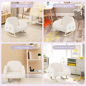 INFANS Kids Sofa, Toddler Rocking Chair with Solid Wooden Frame, Anti-Tipping Design, Plush Fabric, Children Armchair for Nursery Kindergarten Playroom Preschool, Gift for Boys Girls