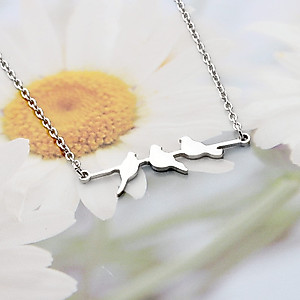 AKTAP Bird Necklace Birds on a Branch Necklace Three Little Birds Inspired Love Bird Jewelry