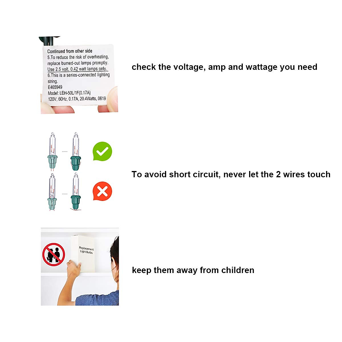 Christmas Replacement Mini Light Bulbs 2.5 V 0.17 A Clear Glass Bulbs for Christmas Trees Incandescent Lights | 150 Pcs