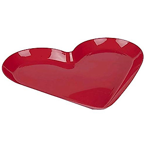 Red Valentine Holiday Heart 13" Plastic Platter - Set of Two