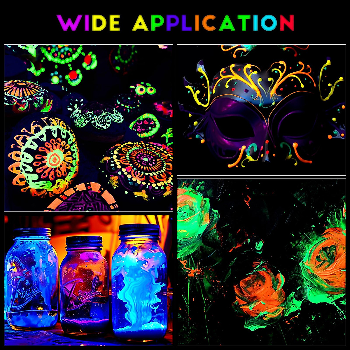 FansArriche Glow in the Dark Fabric Paints, 18 Colors x 20 ml 3D Waterproof Acrylic Textile Paint Markers, Glow in Dark Paint Pen, DIY Neon Fabric Paints for Clothes, Canvas