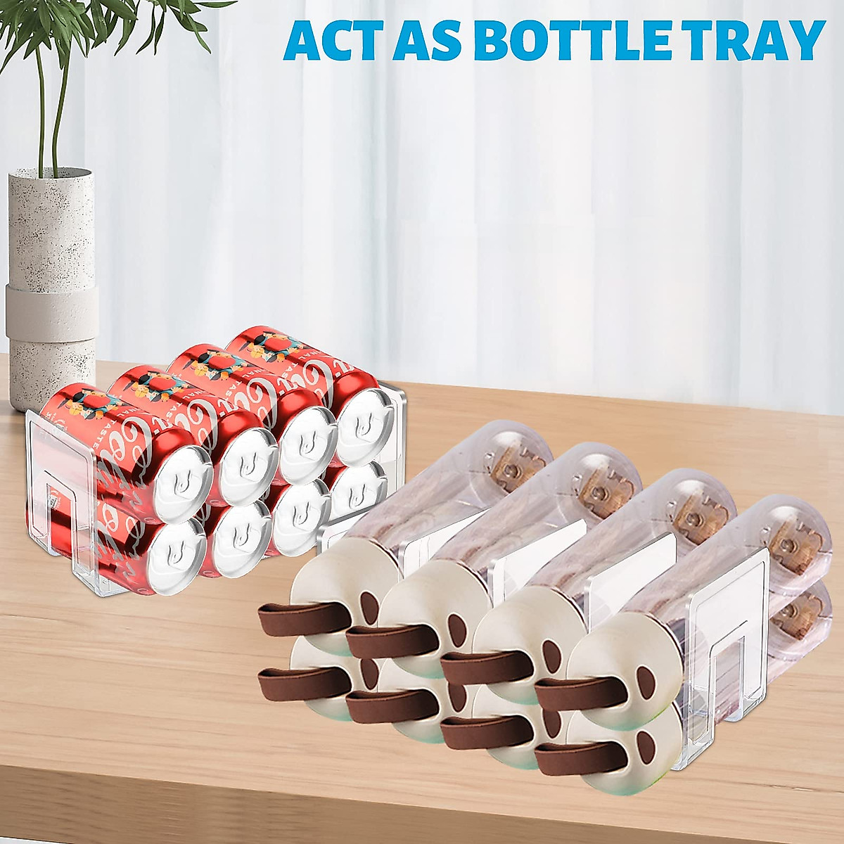 Marte Vanci Clear Acrylic File Sorter, Sturdy Desk File Organizer Shelf Book Holder Purse Handbag Clutch Divider File Folder Rack for Letter Cookbooks Home Office Kitchen Supplies 4 Sections (2 Pcs)