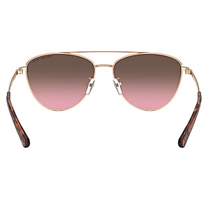Michael Kors Woman Sunglasses Rose Gold Frame, Magenta Gradient Brown Flash Silver Lenses, 58MM