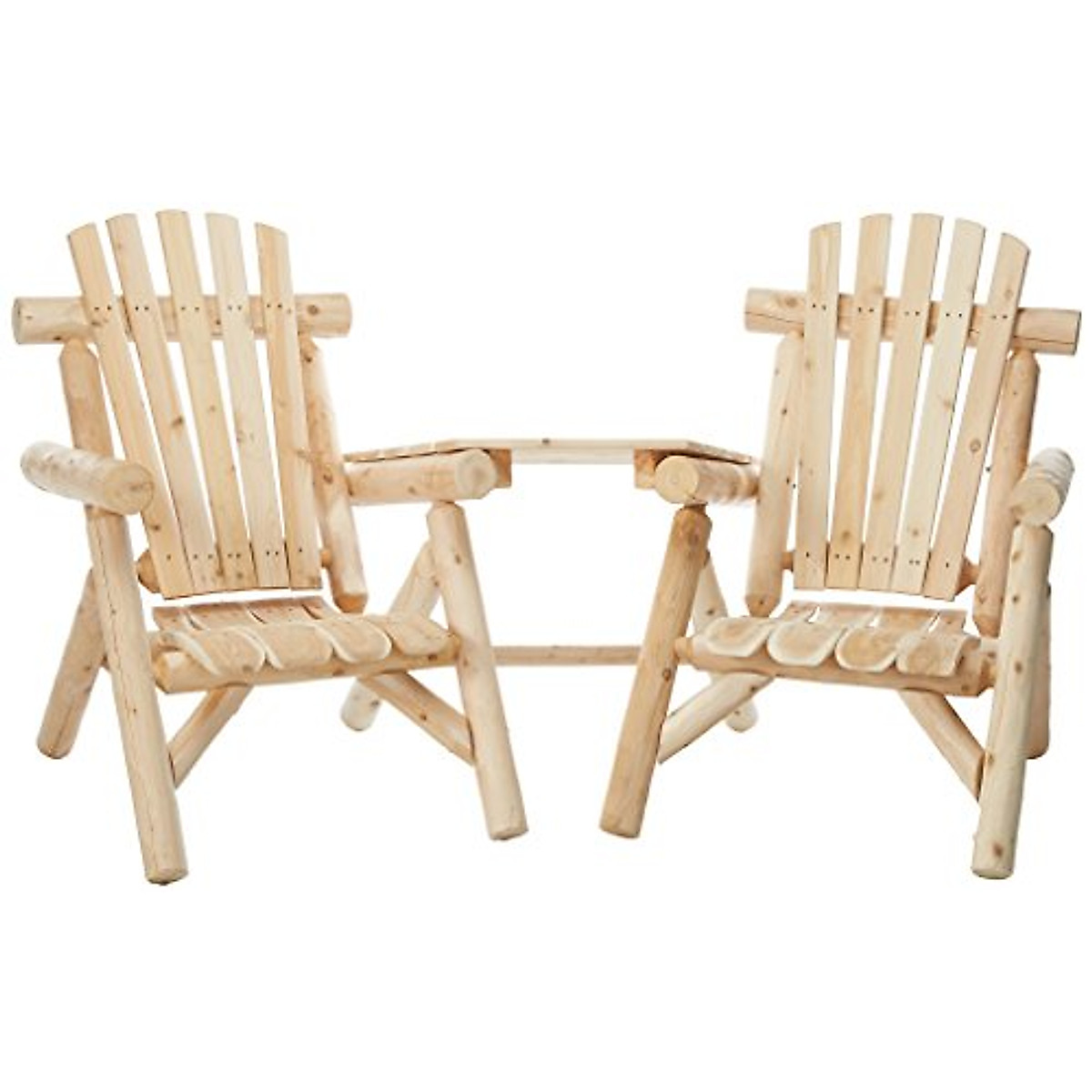 Lakeland Mills CFU329 Cedar Log Vista Tete Outdoor Chairs, Natural