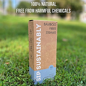 Tangan Bamboo Fiber Straws 100 PCS 7.8” | Biodegradable Eco-Friendly Compostable Disposable Drinking Straws | For Hot & Cold Drinks | BPA-free