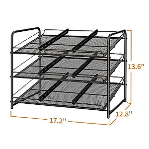 Simple Trending 3-Tier Stackable Can Rack Organizer, Mesh Can Storage Dispenser for Kitchen Cabinet or Pantry, Black