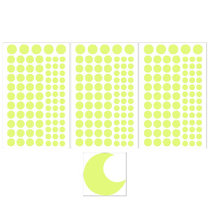 Glow Dots Star and Moon,Glow in The Dark Stars Wall Stickers, 252 Dots in 3 Sizes for Ceiling/Walls,Perfect for Kids Birthday Gift, Beautiful Wall Decals for Any Room, Bright and Realistic