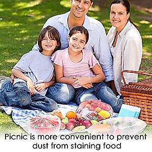 Linkidea 50 Pieces Elastic Food Storage Covers Reusable Stretch Plastic Wrap Bowl Covers Alternative to Foil for Family Outdoor Picnic