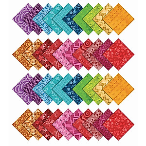 Soimoi 40Pcs Batik Print Cotton Precut Fabrics for Quilting Craft Strips 2.5x42inches Jelly Roll - Red