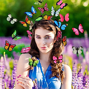 Butterfly Fascinator Hat Monarch Derby Headband Butterfly Headband for Women Halloween Tea Party (Multicolor)