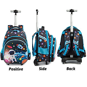 Dokin Kids Rolling Backpack School Backpack Rolling Duffle Bag with Wheels 3 IN 1 Bookbag Set for Kids Girls Boys Teenagers