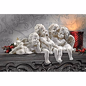 Design Toscano SH380151 Cherub Conclave Shelf Sitting Angel Statue, Antique Stone Finish