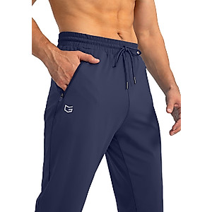 G Gradual Men's Sweatpants with Zipper Pockets Tapered Joggers for Men Athletic Pants for Workout, Jogging, Running (Navy, Medium)